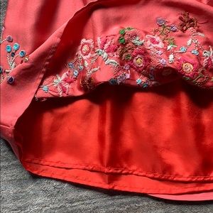 Tocca | Skirts | Tocca Pink Silk Floral Sequin And Embroidered Skirt | Poshmark